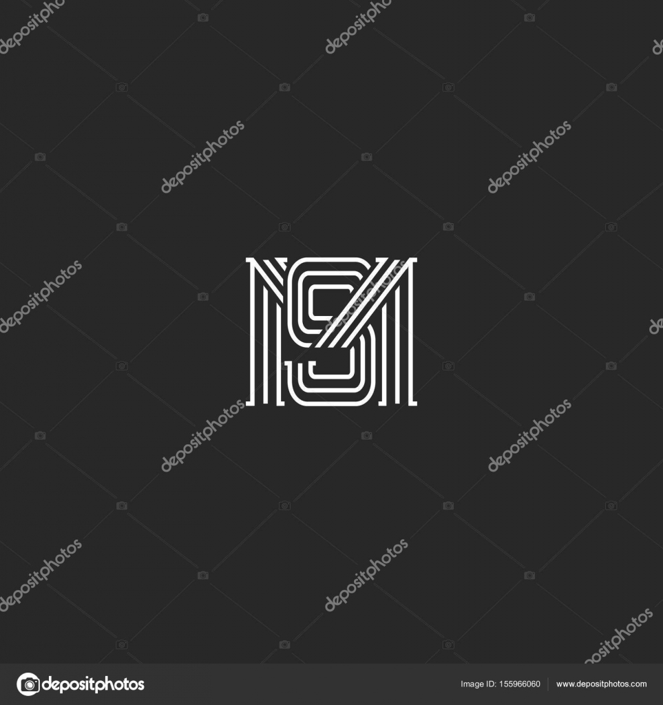 Monogram MS letters logo overlapping lines simple hipster typography ...