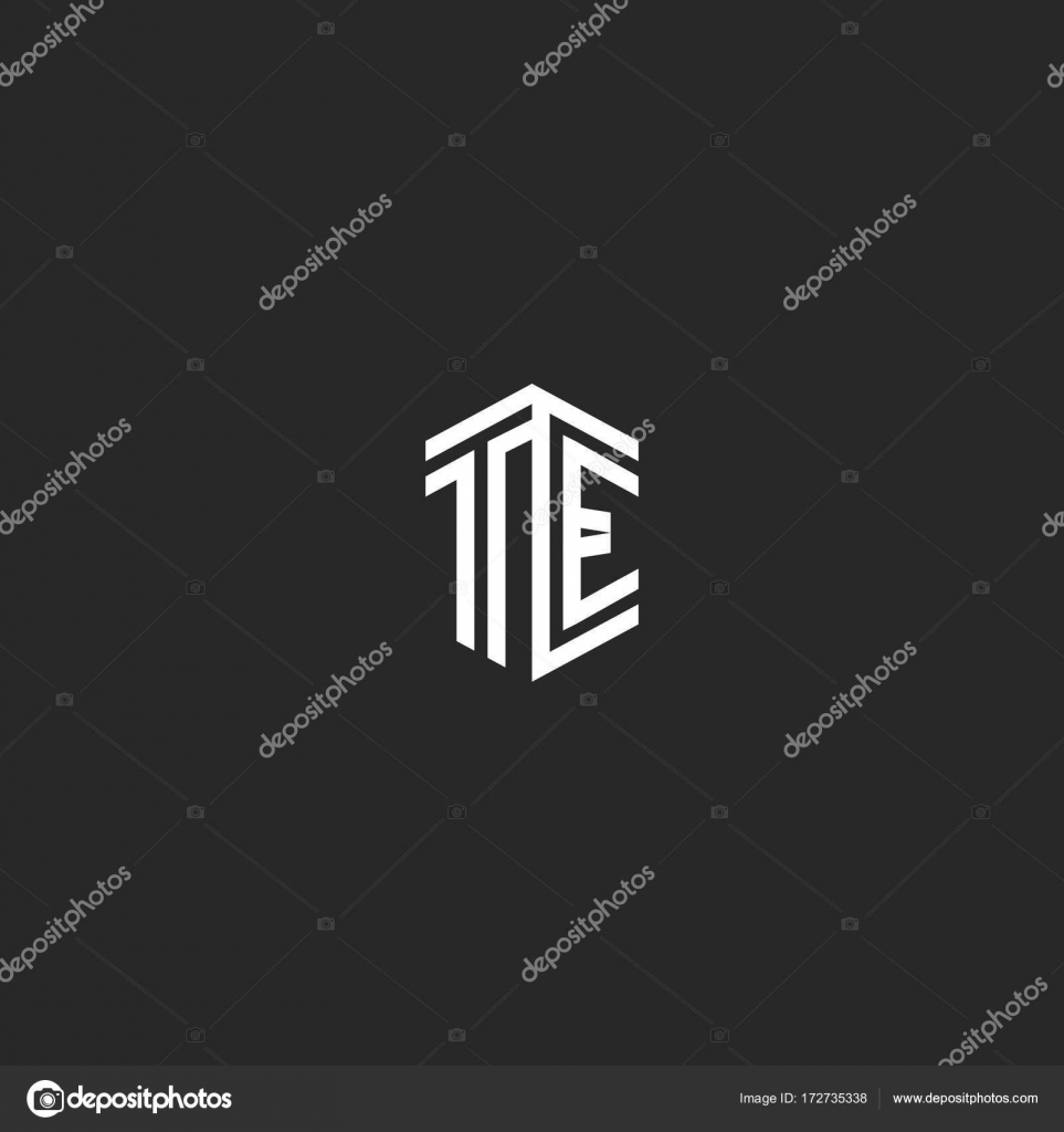 Letras TE logo monograma plantilla dos líneas contorno estilo. forma ...
