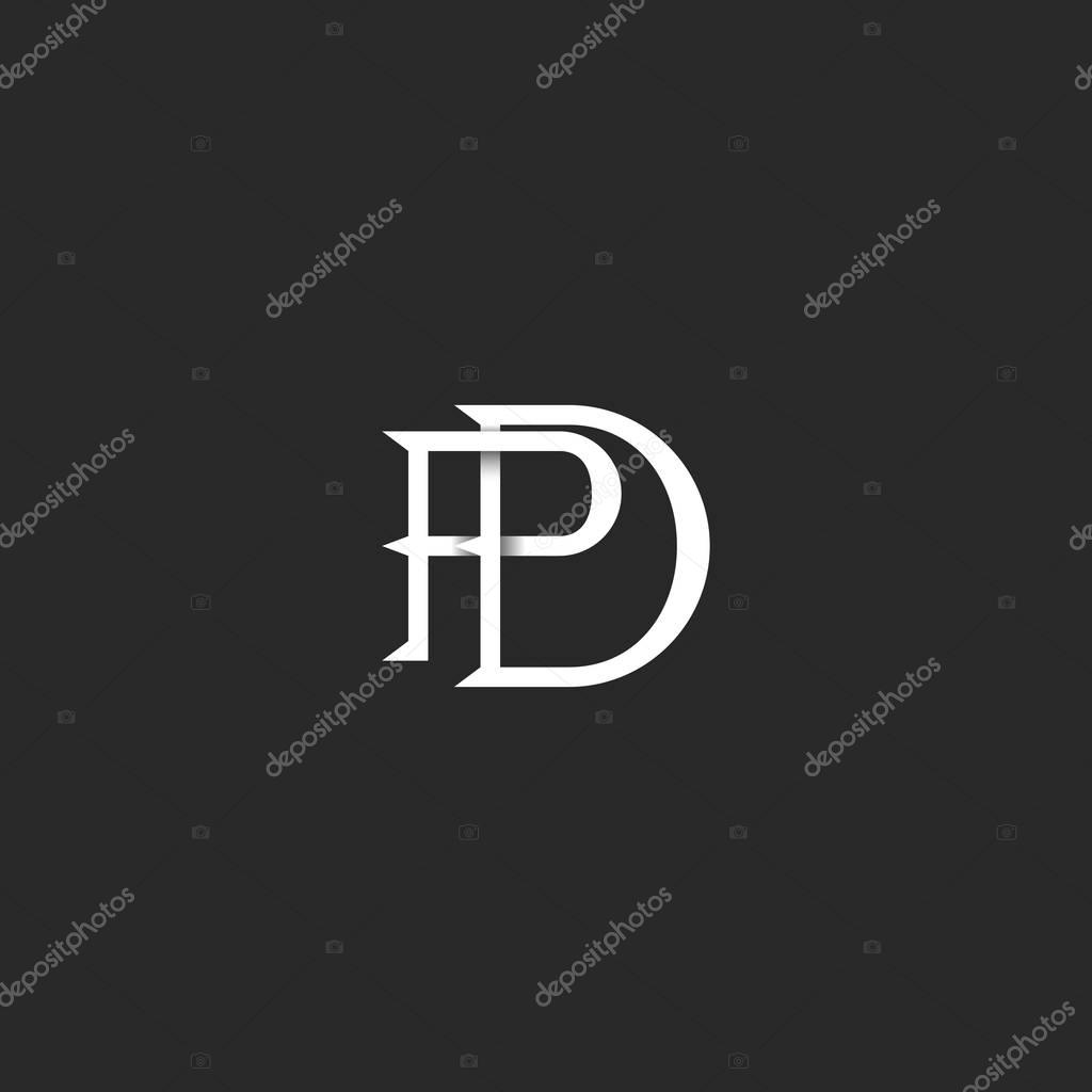 Letras PD logo monograma iniciales lineales en blanco y negro ...