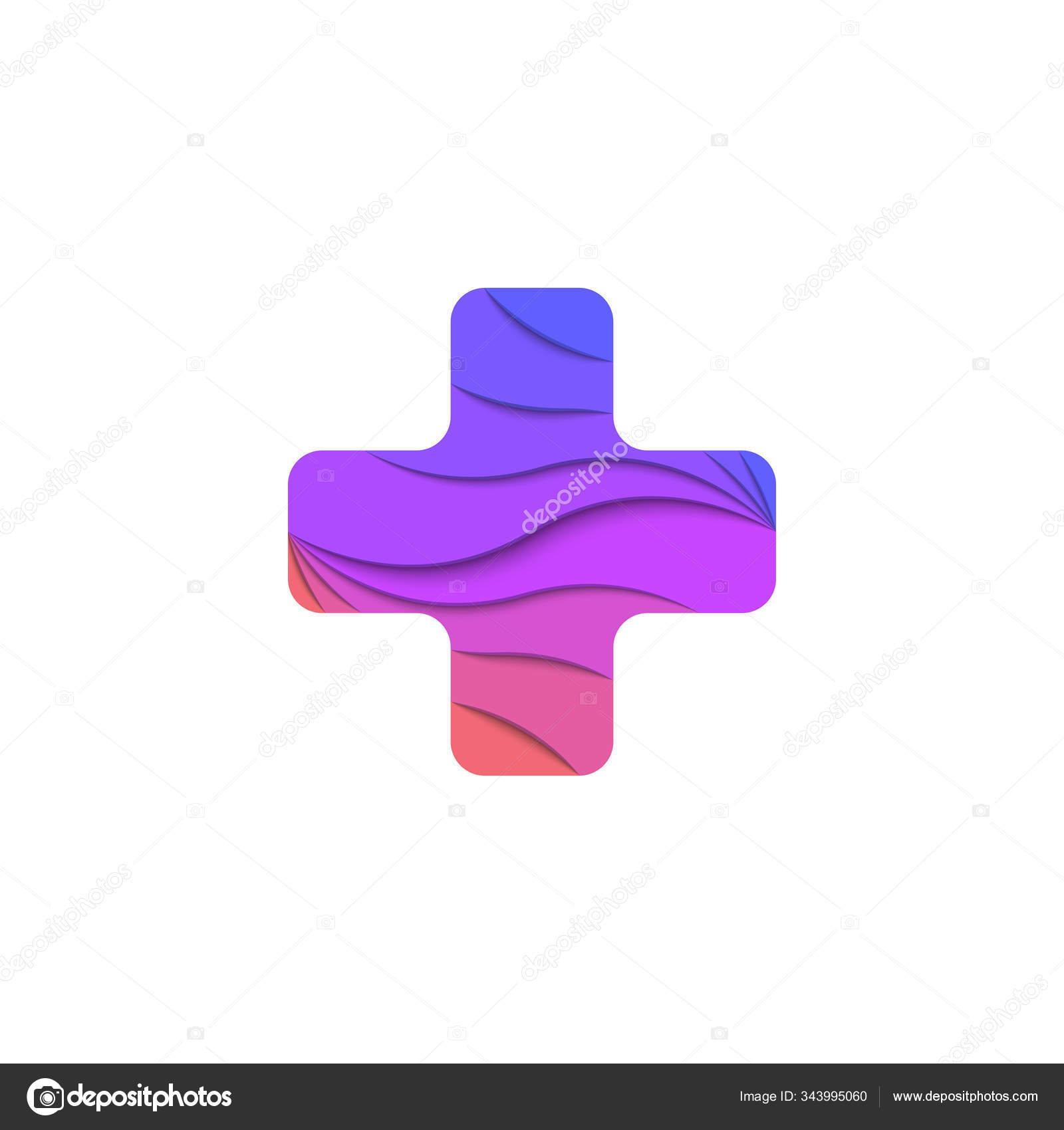 Cross shape logo, emblem for a medical institution or clinic, cut out ...