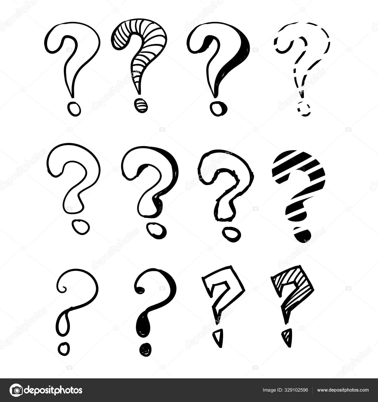Hand drawn doodle question marks set illustration Stock Vector Image by ...