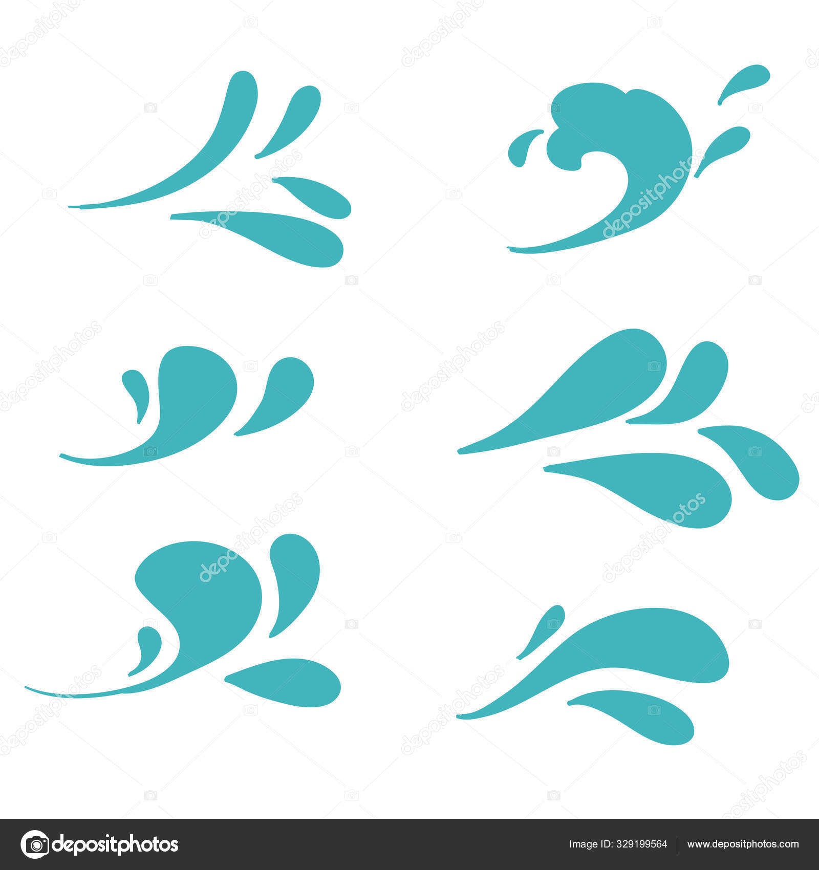 Splash water icon with hand drawn doodle simple line art symbols ...