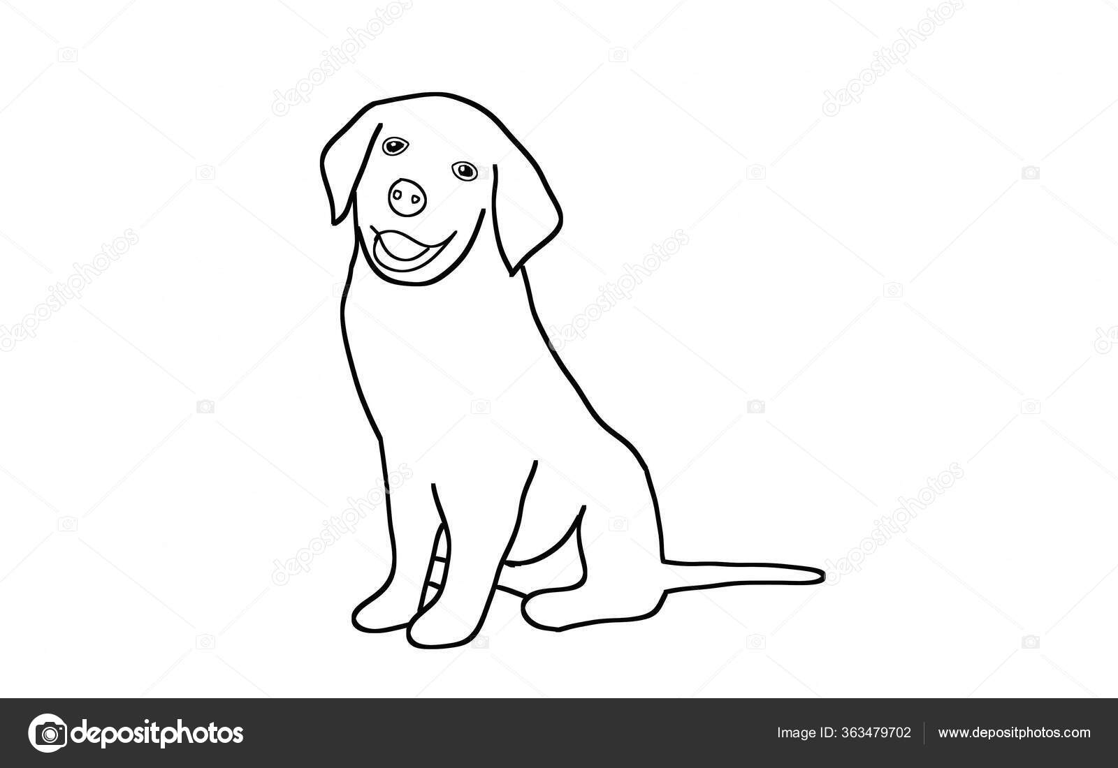 Sittende Hund Foran Tegning