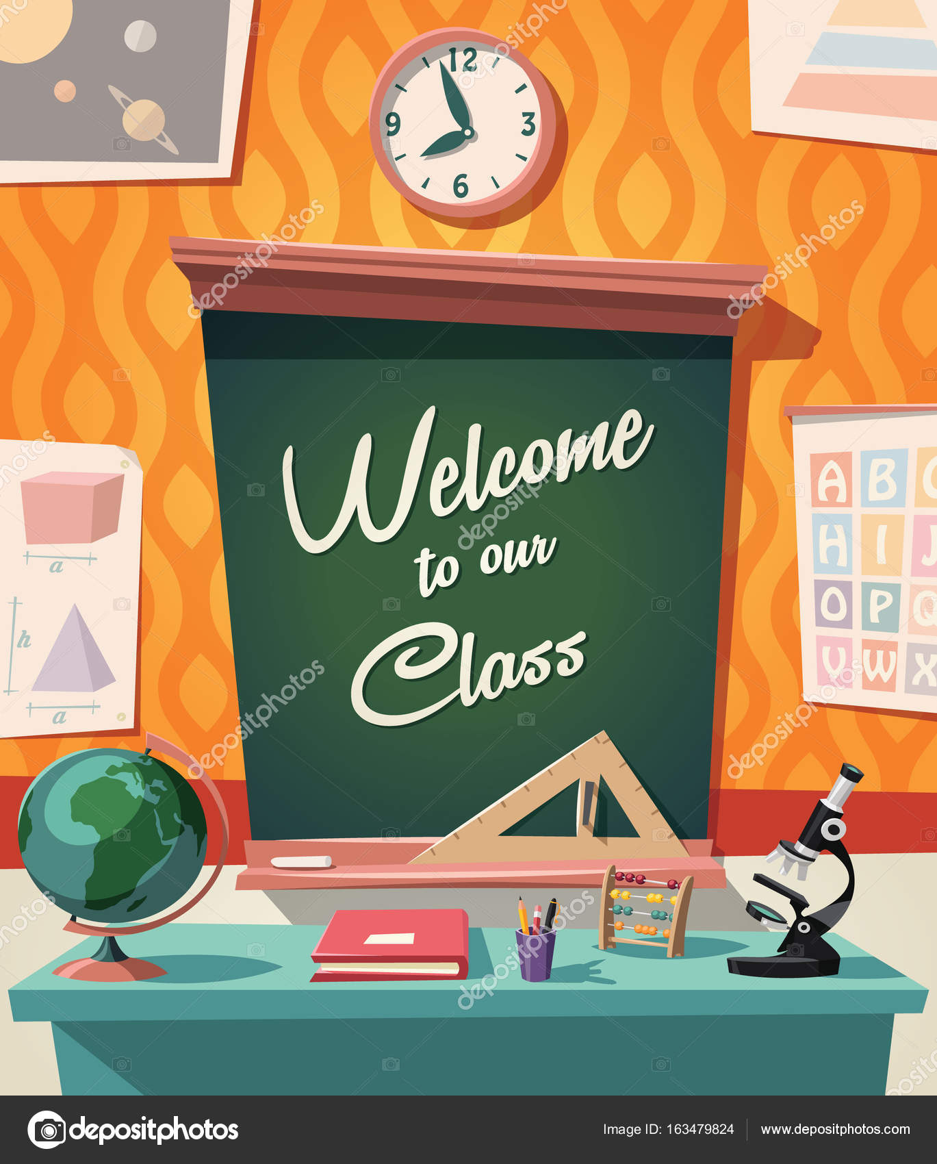 Welcome to our class-school blackboard and equipment Stock Vector Image ...