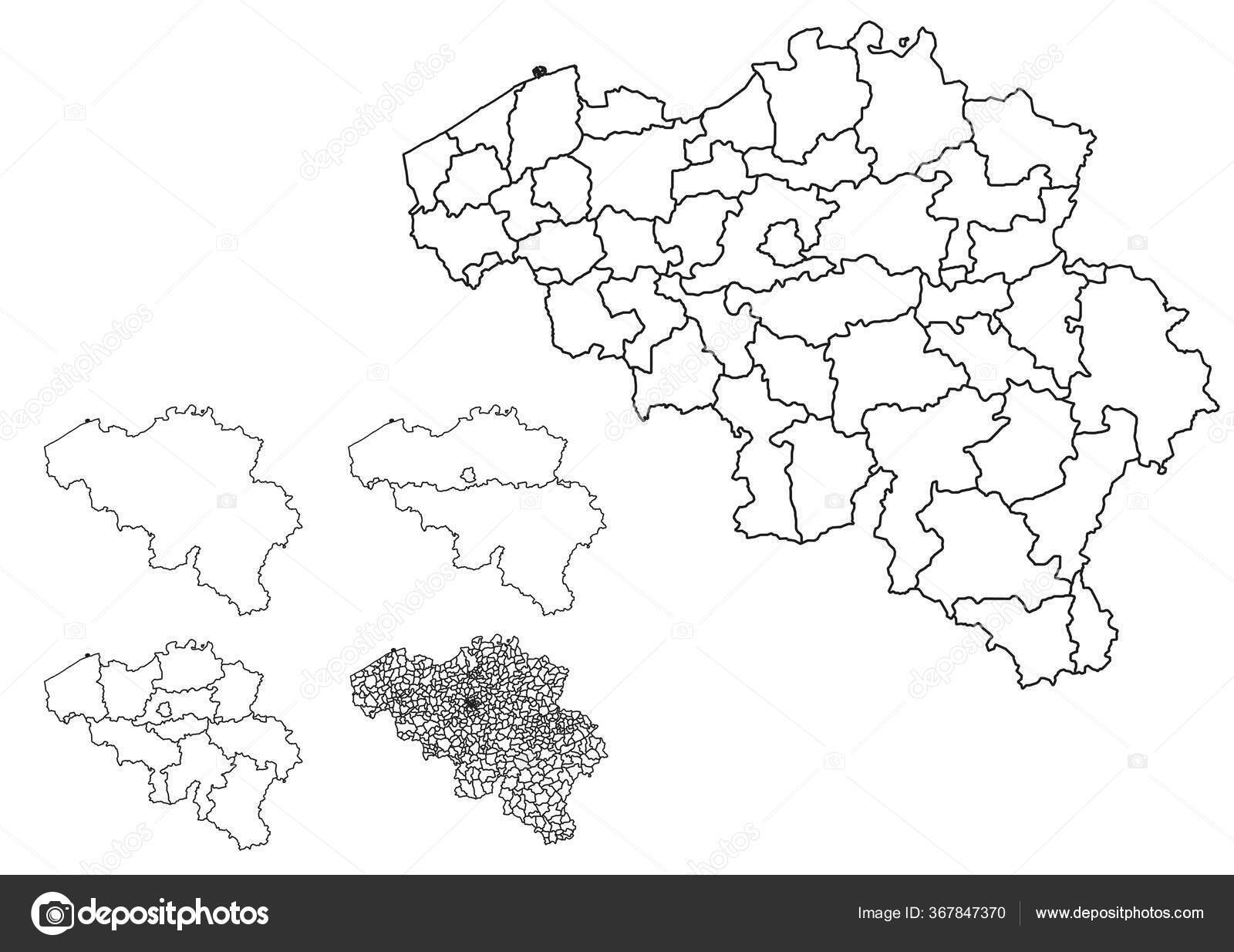 Belgium Outline Map Vector Administrative Borders Regions ...