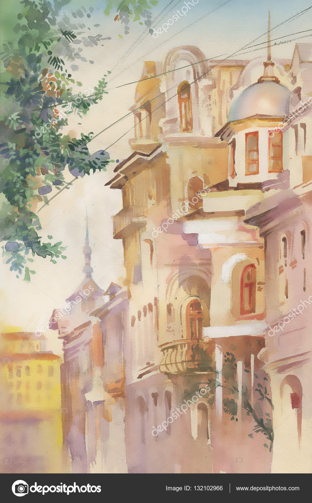 Acuarela Edificios Antiguos