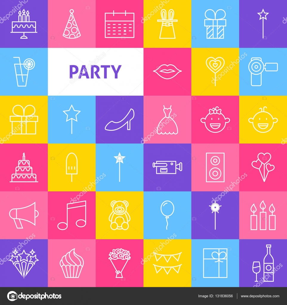 Vector Line Party Icons Stock Vector Image by ©Anna_leni #131836056