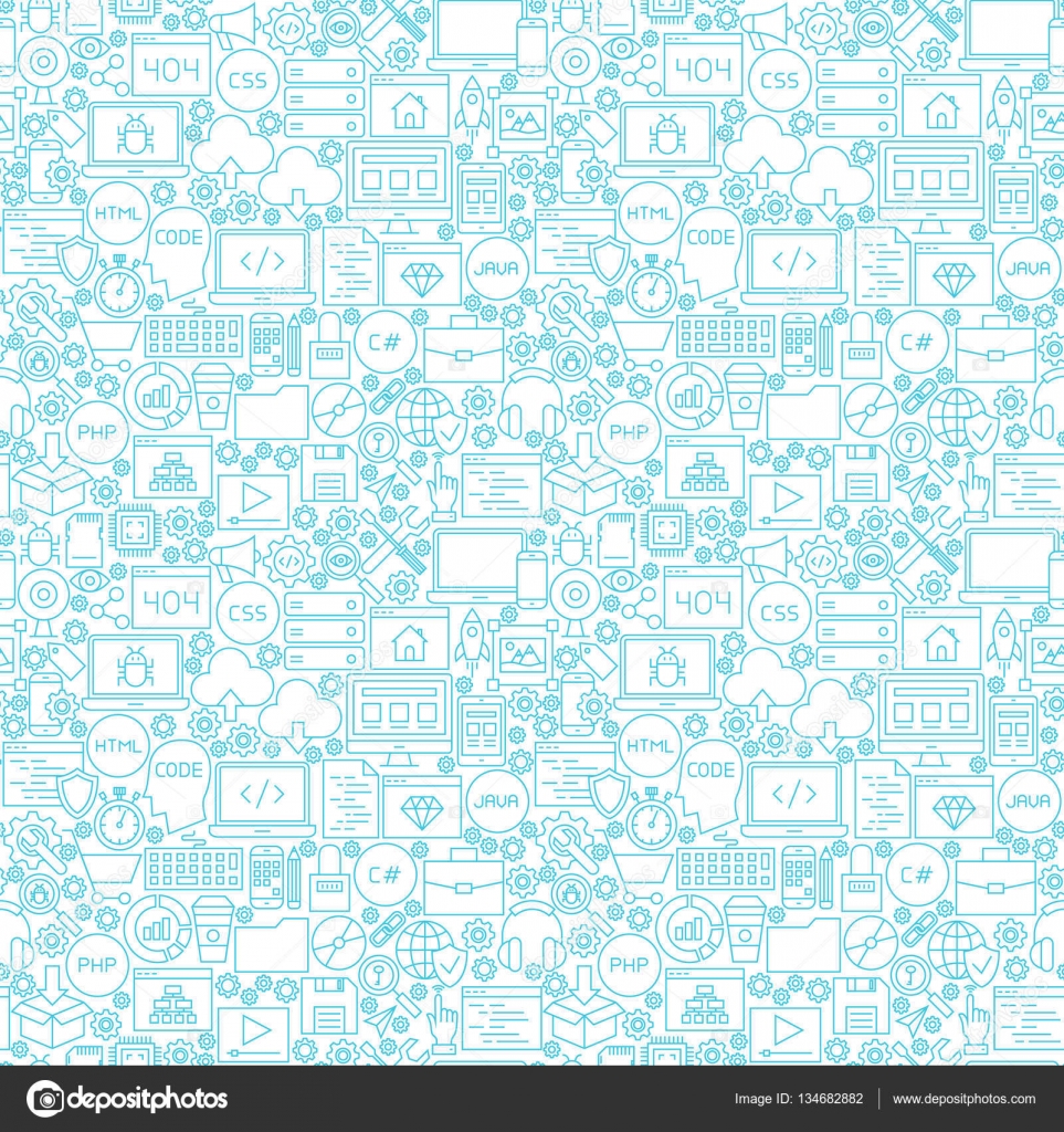 Line Coding White Seamless Pattern — Stock Vector © Anna_leni #134682882