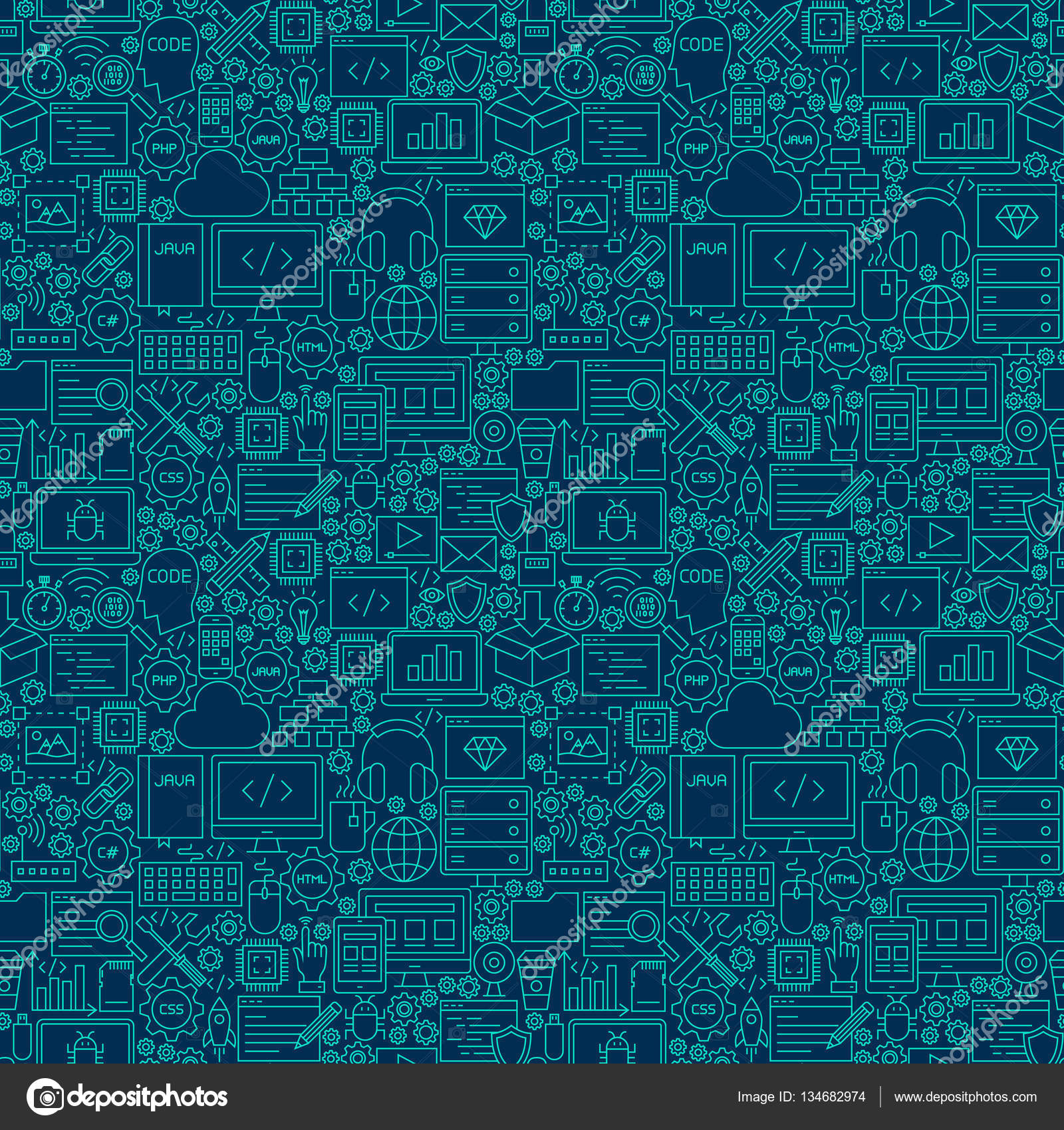 Line Programming Dark Seamless Pattern — Stock Vector © Anna Leni