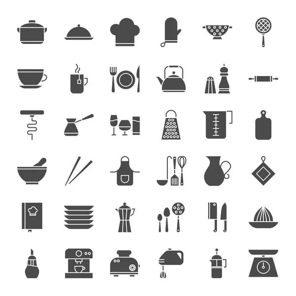 Kitchen utensils illustration, thin line icons, linear flat signs ...