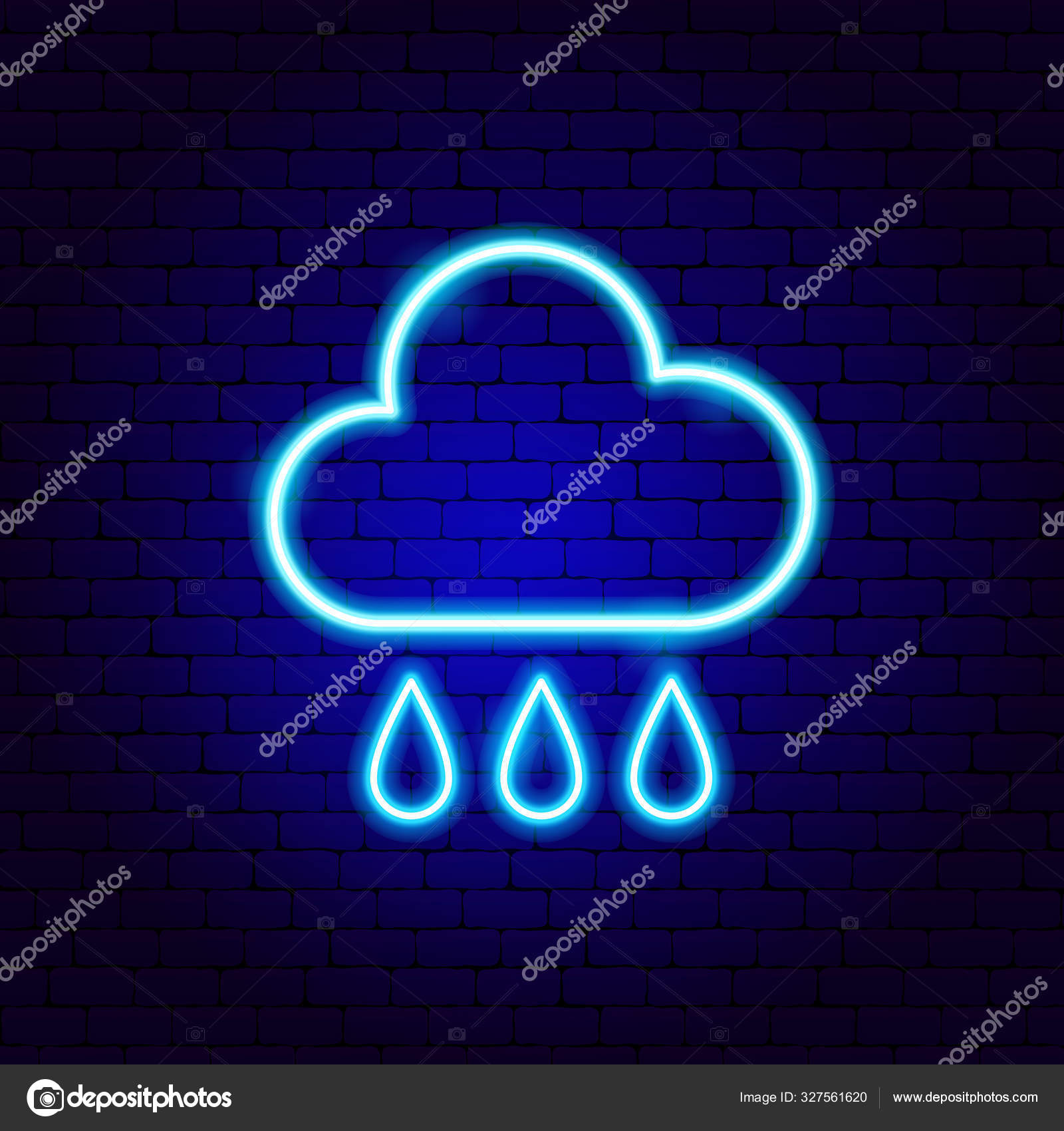 Rainy Cloud Drops Neon Sign Stock Vector Image by ©Anna_leni #327561620