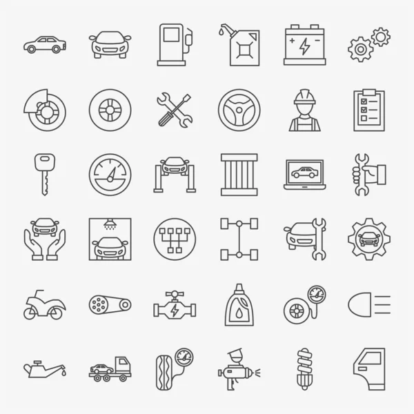 Set Vector Flat Line Icons Car Service Stock Vector Image by ...