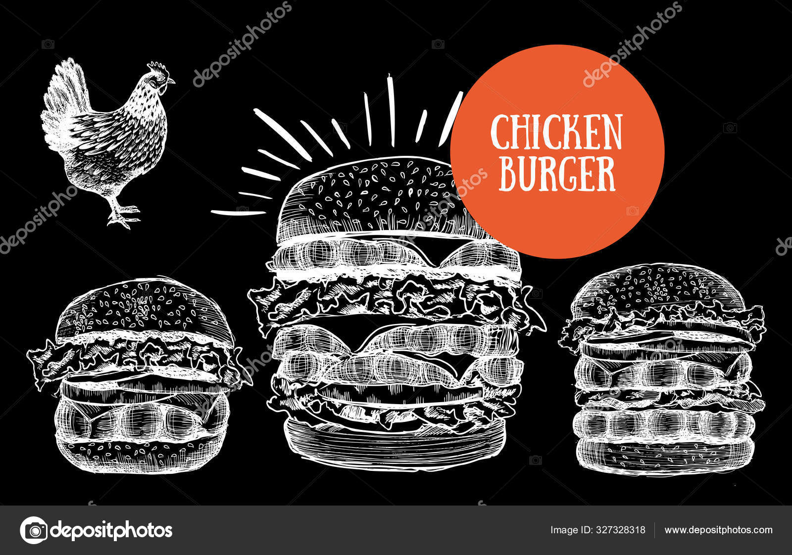 Vector Black Hand Drawn Burger White Background Stock Vector by ...