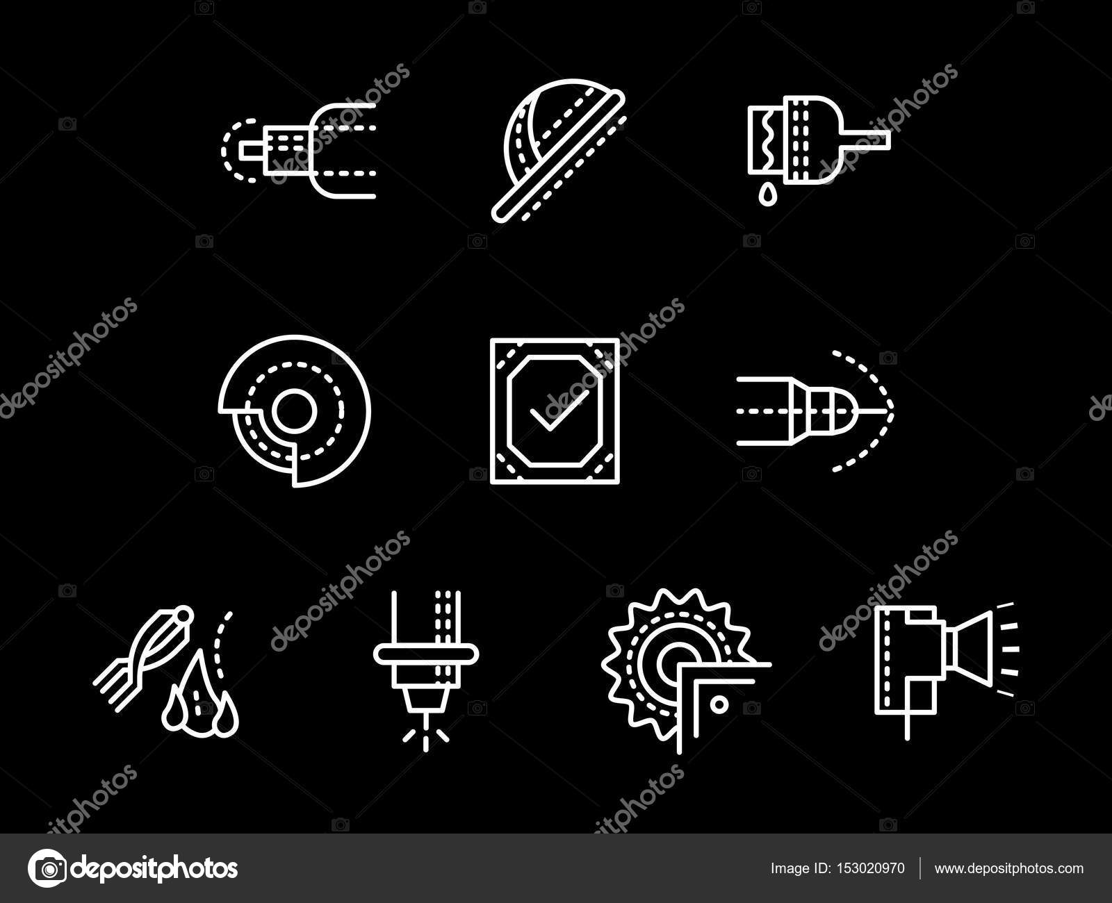 Metalworking elements white line vector icons set Stock Vector Image by ...