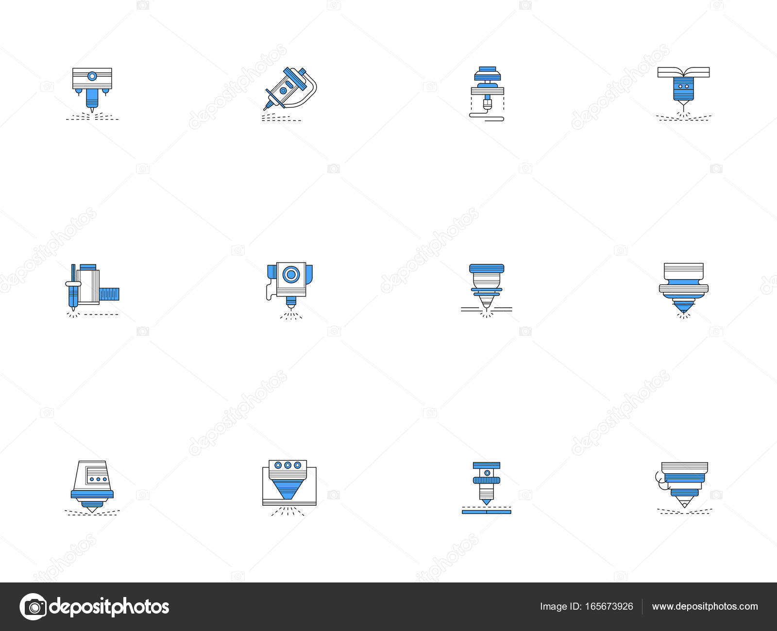 Laser machines outline vector icons set Stock Vector Image by ...