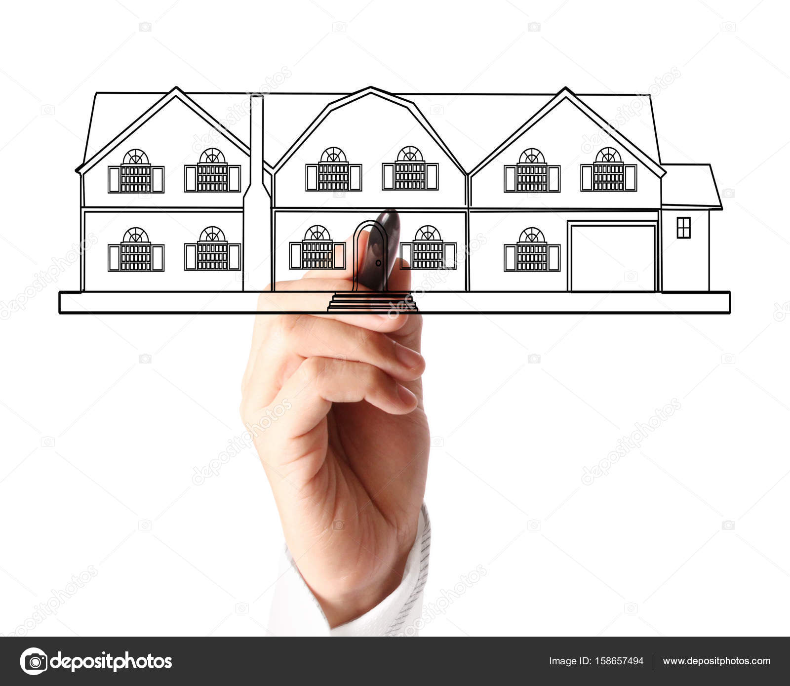 Hand drawing house model Stock Photo by ©aeydenphumi 158657494