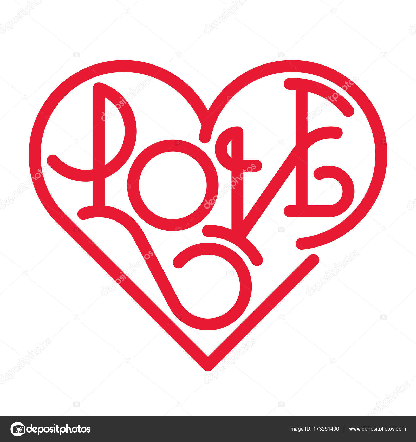 Love Typography Art Deco Style Love Logotype Heart Typography