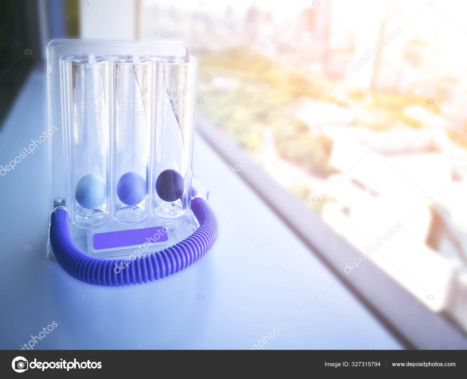 Triflow Incentive Spirometer Inhalation Exercise Blurred Background ...