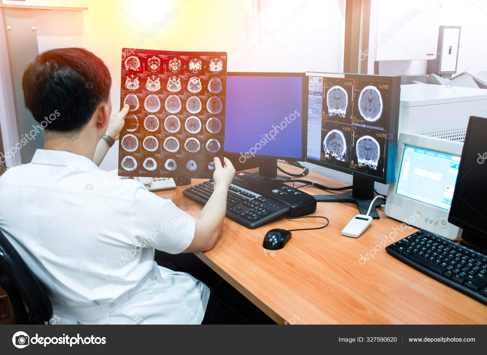 Doctor Working Scan Monitor Computer Radiology Room Stock Photo by ...