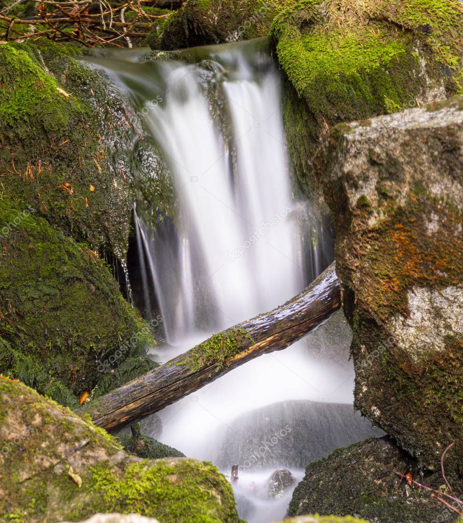 torrente de agua de alta montaña con efecto musgo y seda en el agua 2022