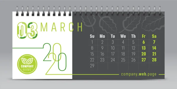 2020 vector calendar design, typography, illustration. Stock Vector by ...