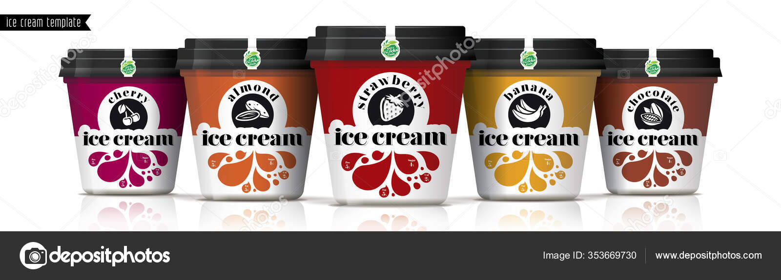 Ice Cream Vector Packaging Design Fruit Nuts Ice Cream Set Stock Vector ...