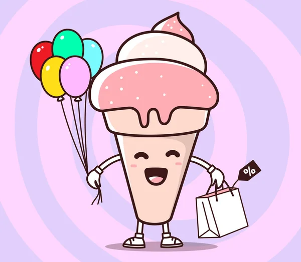 Vector illustration of color smile ice cream with skipping rope Stock ...