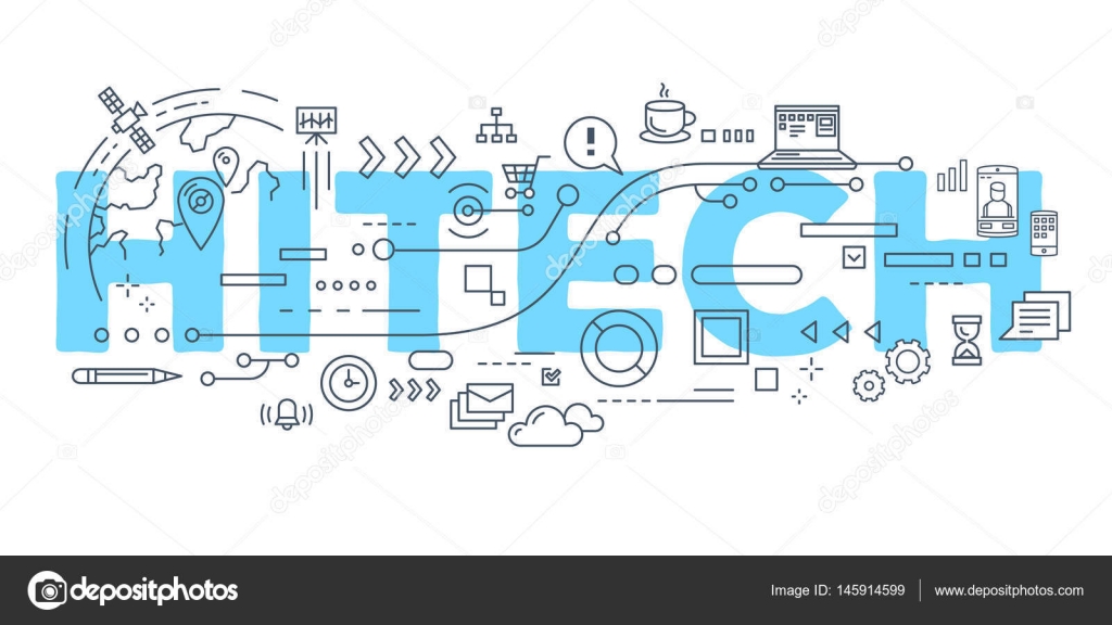Vector creative illustration of hitech word lettering typography Stock ...