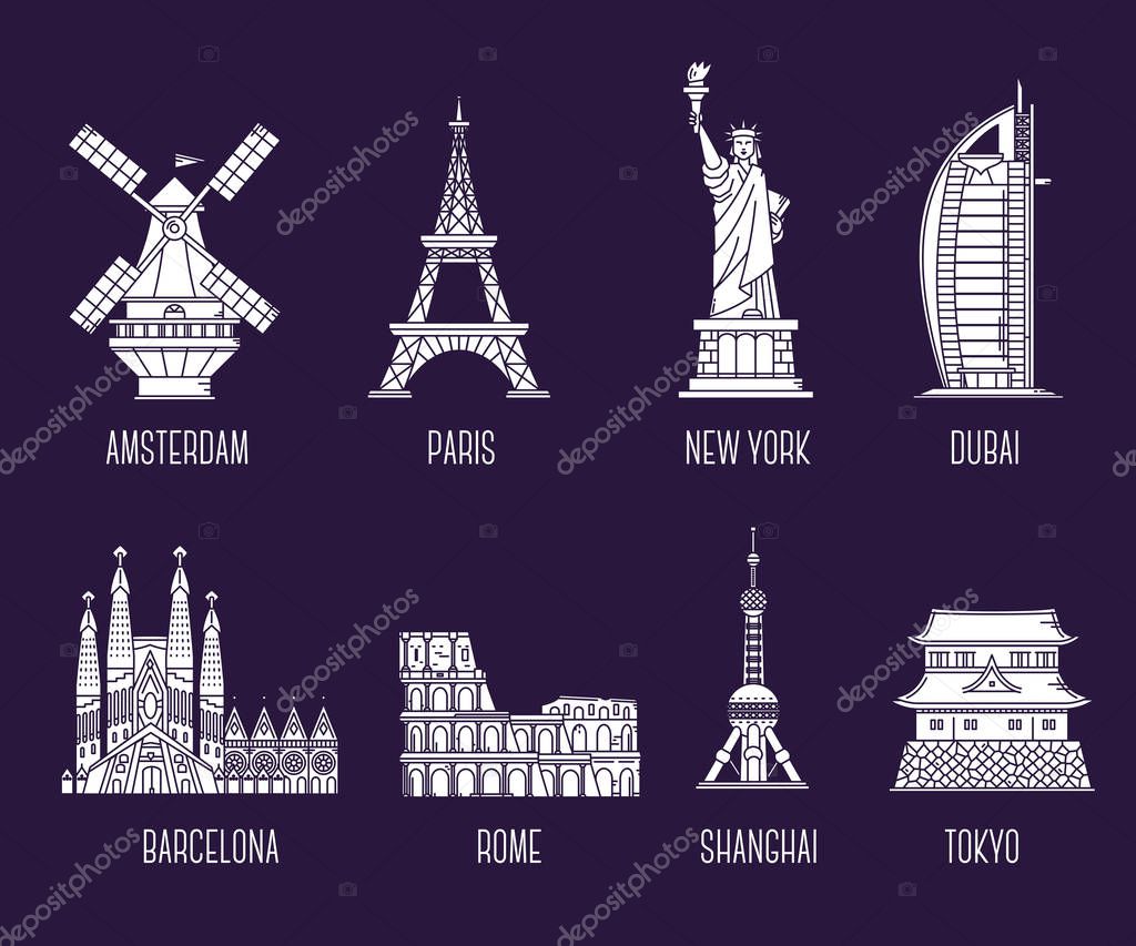 Colección vectorial de ilustración de hitos nacionales. Símbolo 2022