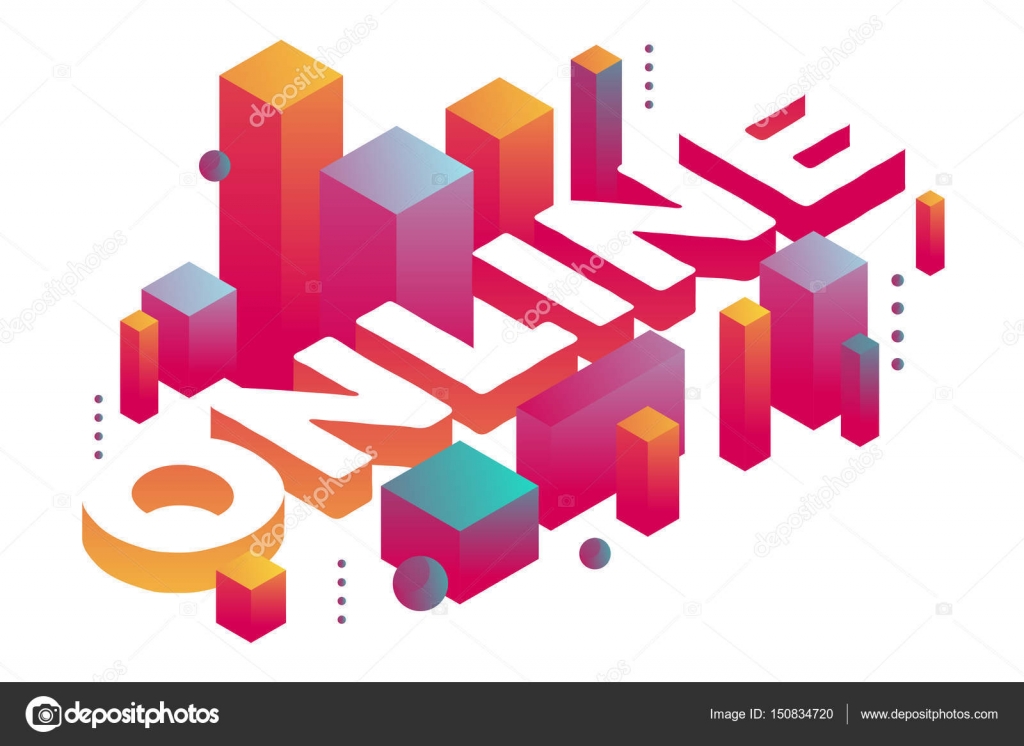 Vector illustration of three dimensional word on line with abstr Stock ...