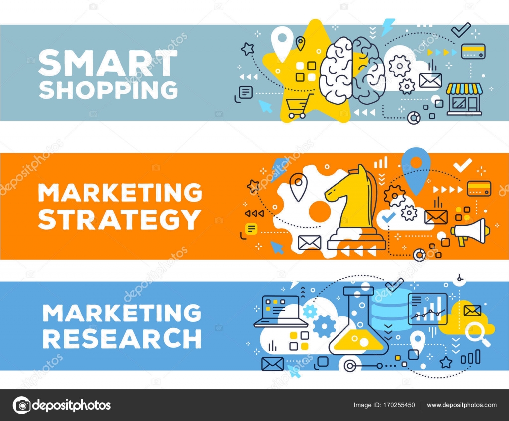 Smart shopping & marketing strategy concept on color backgrounds Stock ...