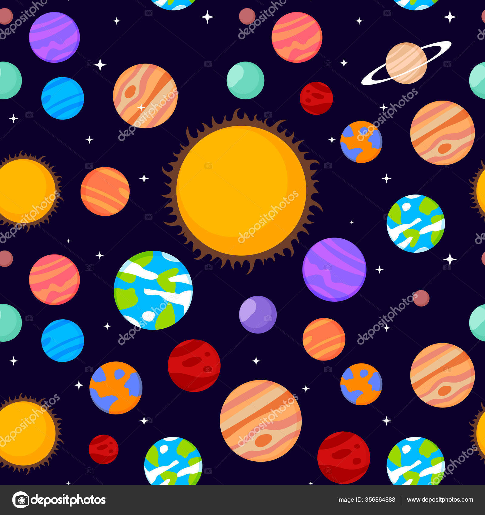 Solar System Model Pattern Print