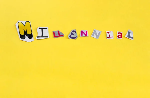 Words Millennial Generation Formed Chaotic Cut Out Letters Millennial ...