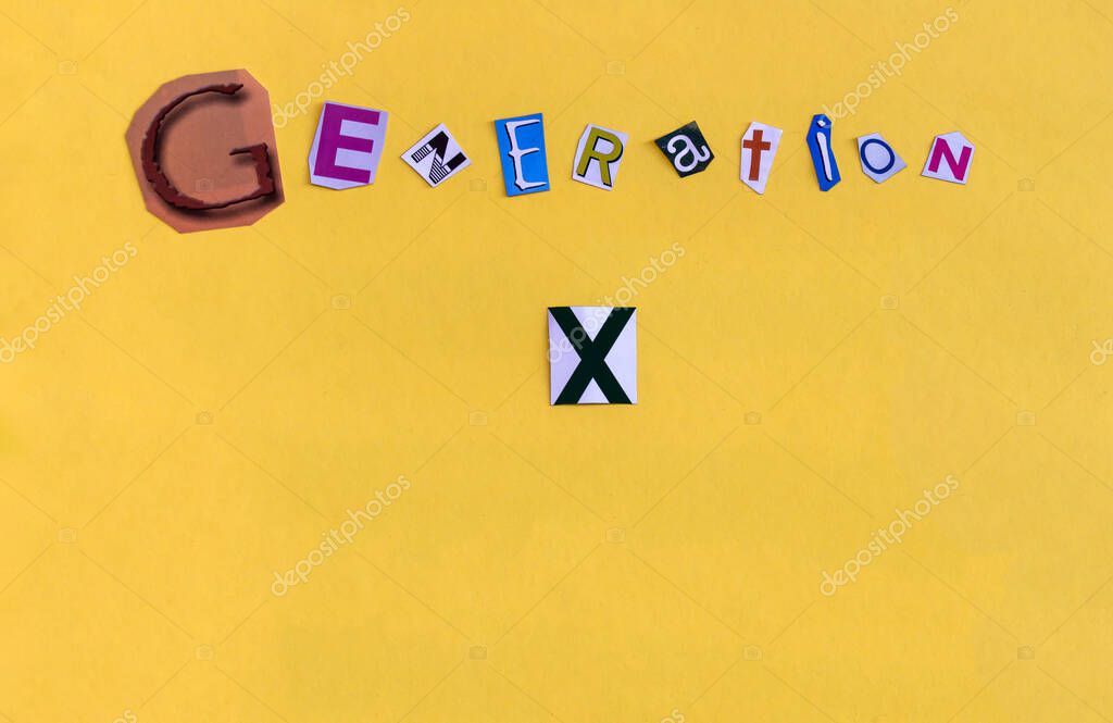 Palabra "Generación X" formada con letras caóticas cortadas. La ...