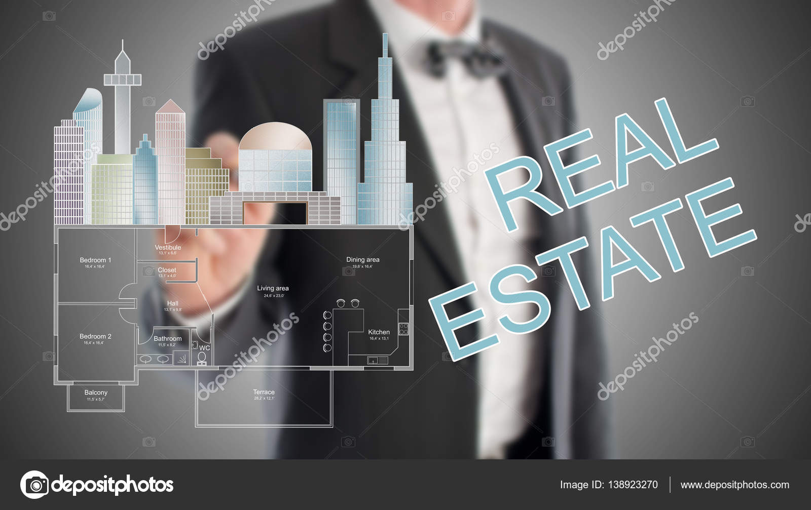 Real estate concept drawn by a businessman — Stock Photo © thodonal ...