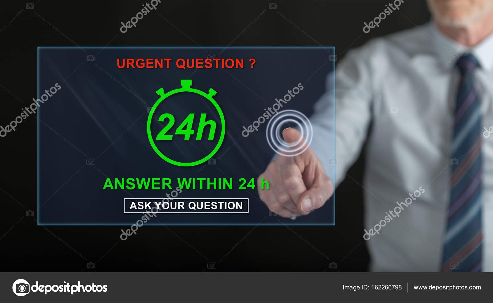 Man touching an urgent questions concept on a touch screen — Stock ...