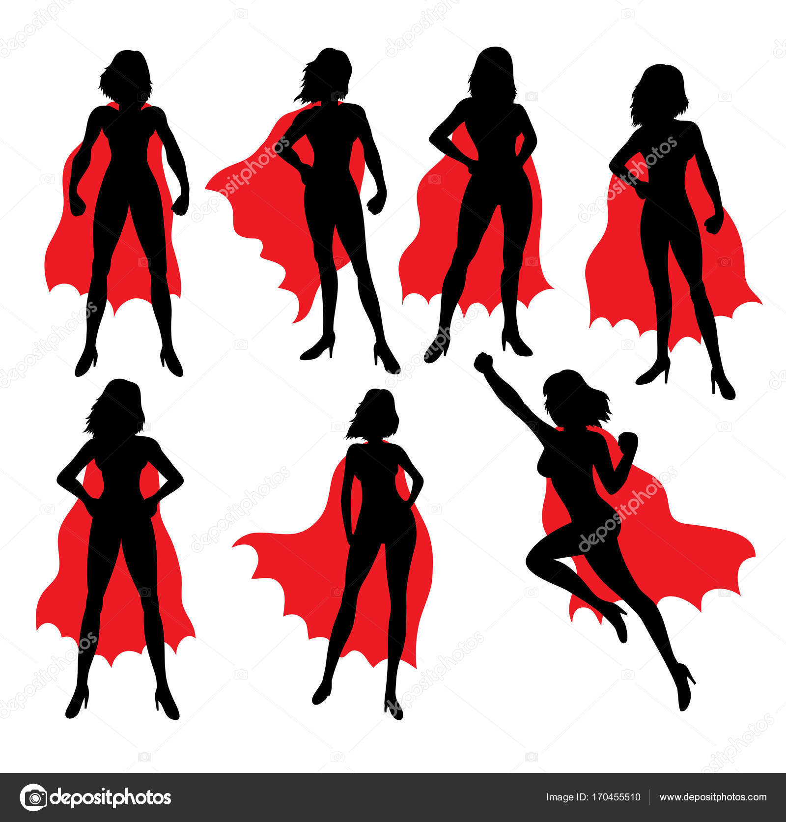 Super Ladies Held Art Vektor Silhouetten Design Stock-Vektorbild von ...