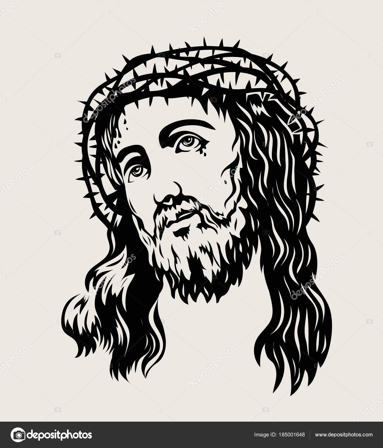 Cara De Jesus Vector Jesus Christus Mit Dornenkrone, Flaches Design