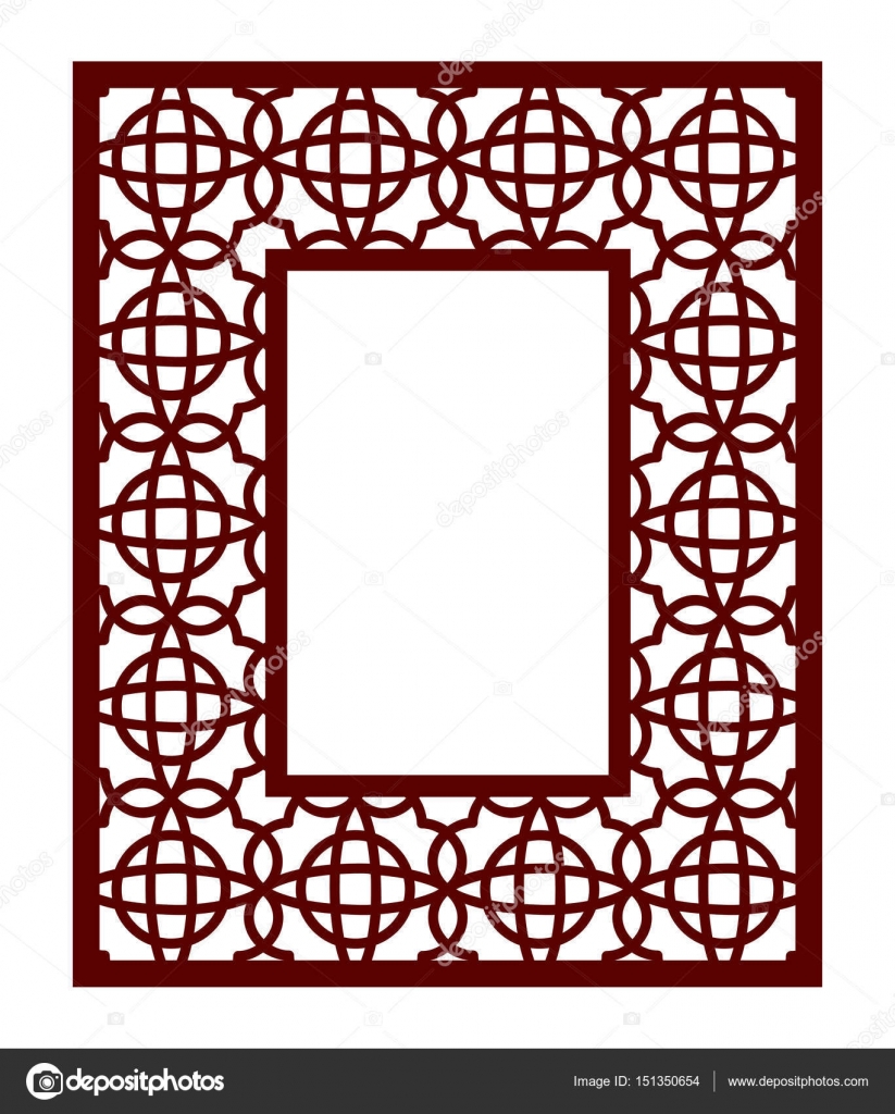 Lacy frame with carved openwork pattern. Vector Stencil. Templat Stock ...