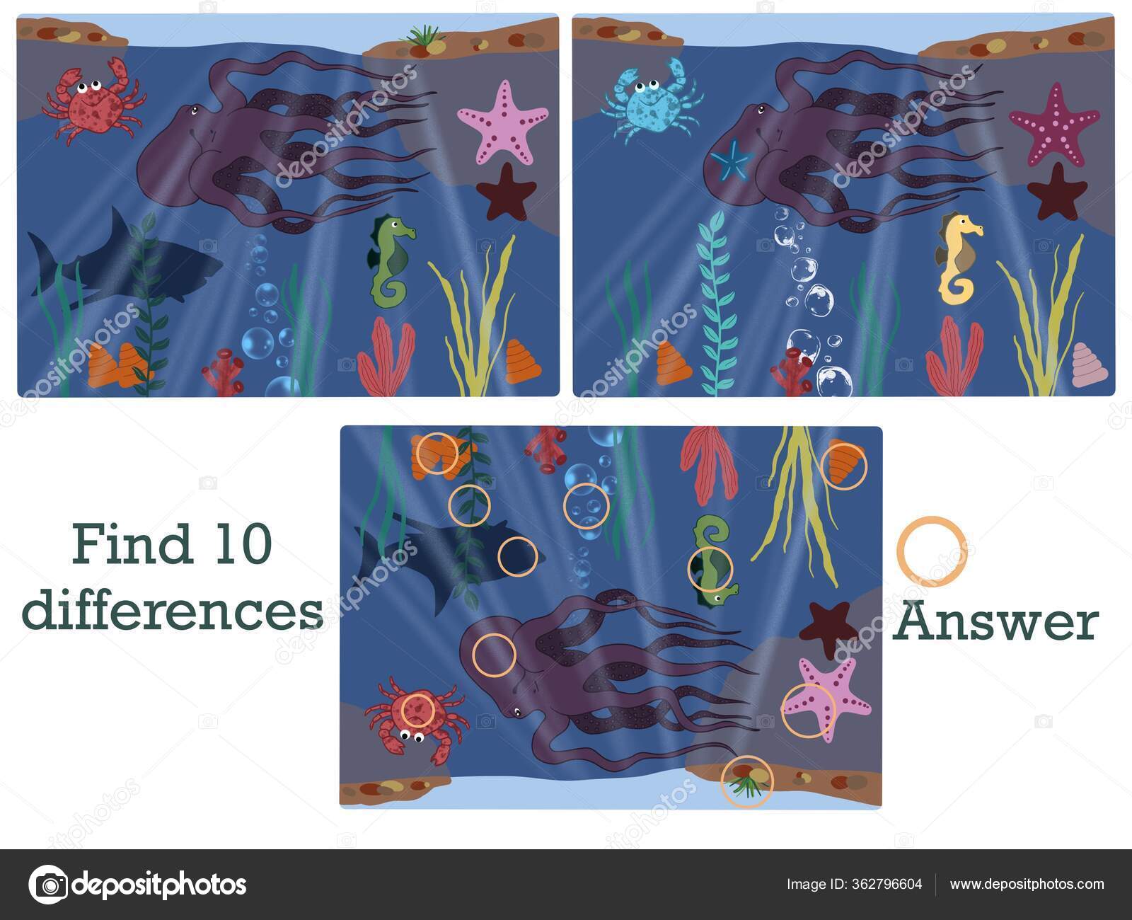 Find Differences Find Differences Ocean — Stock Photo © Maryia3007 ...