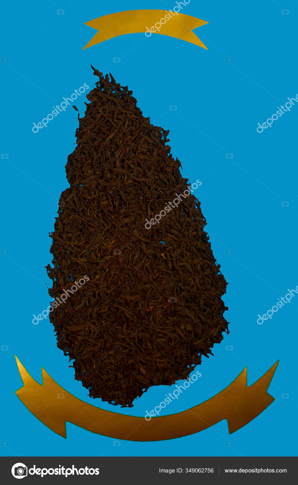Blue Background Background Ocean Island Ceylon Shown Made Tea Leaves ...