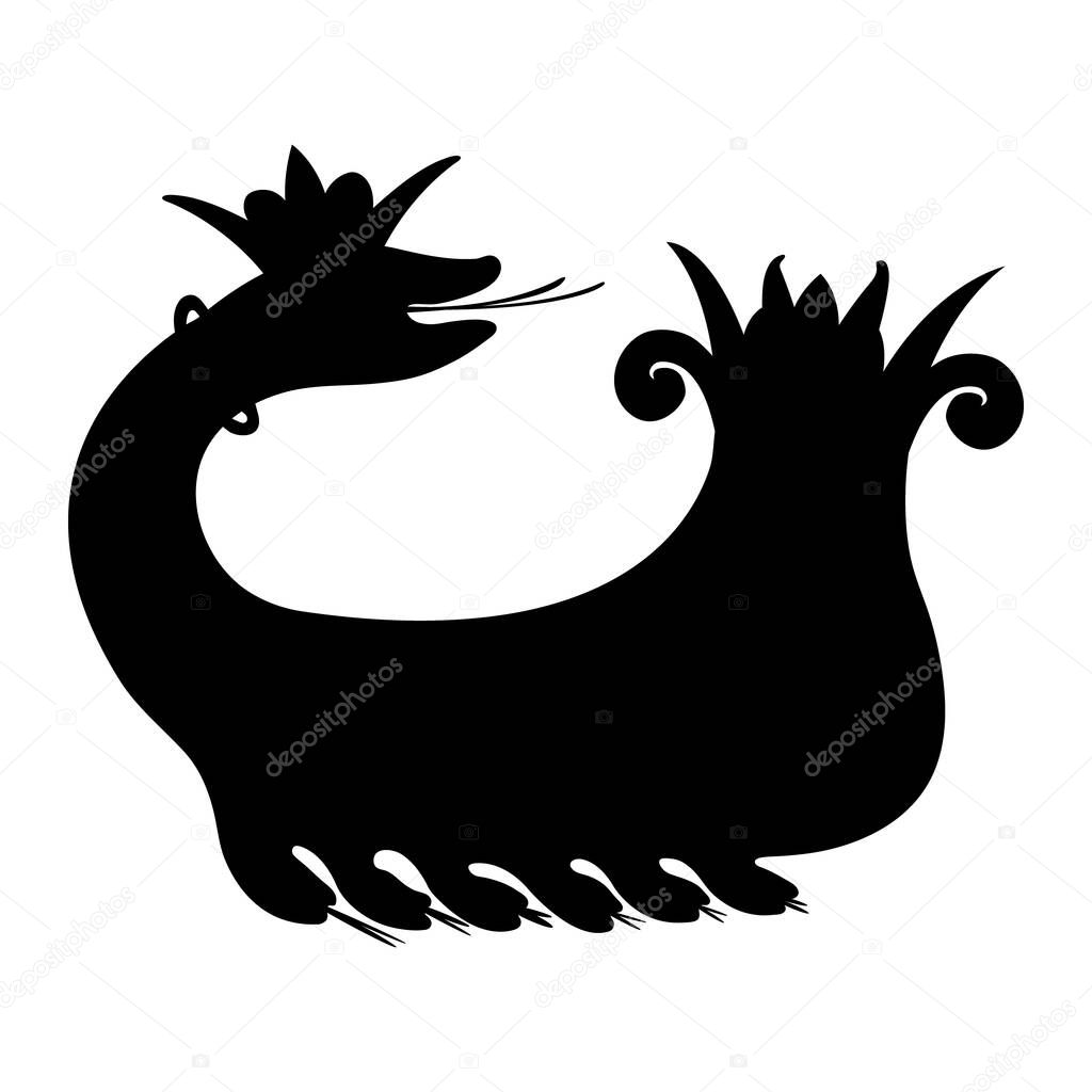 Una silueta negra de la mítica criatura Shahmaran (o Shah Maran - mitad ... Una silueta negra de la mítica criatura Shahmaran (o Shah Maran - mitad ...
