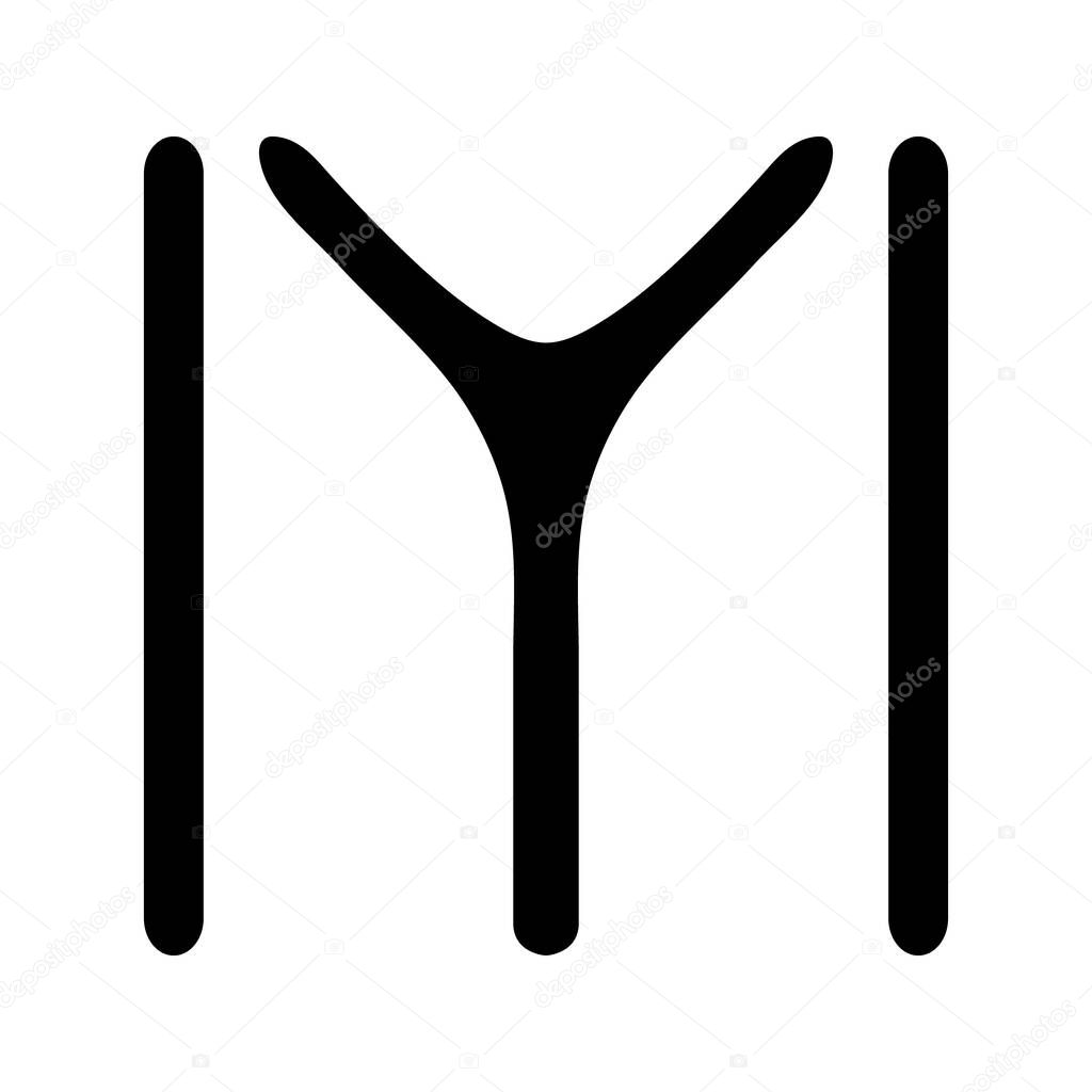 S mbolo tradicional aislado de la tribu Kayi turca en blanco y negro ...