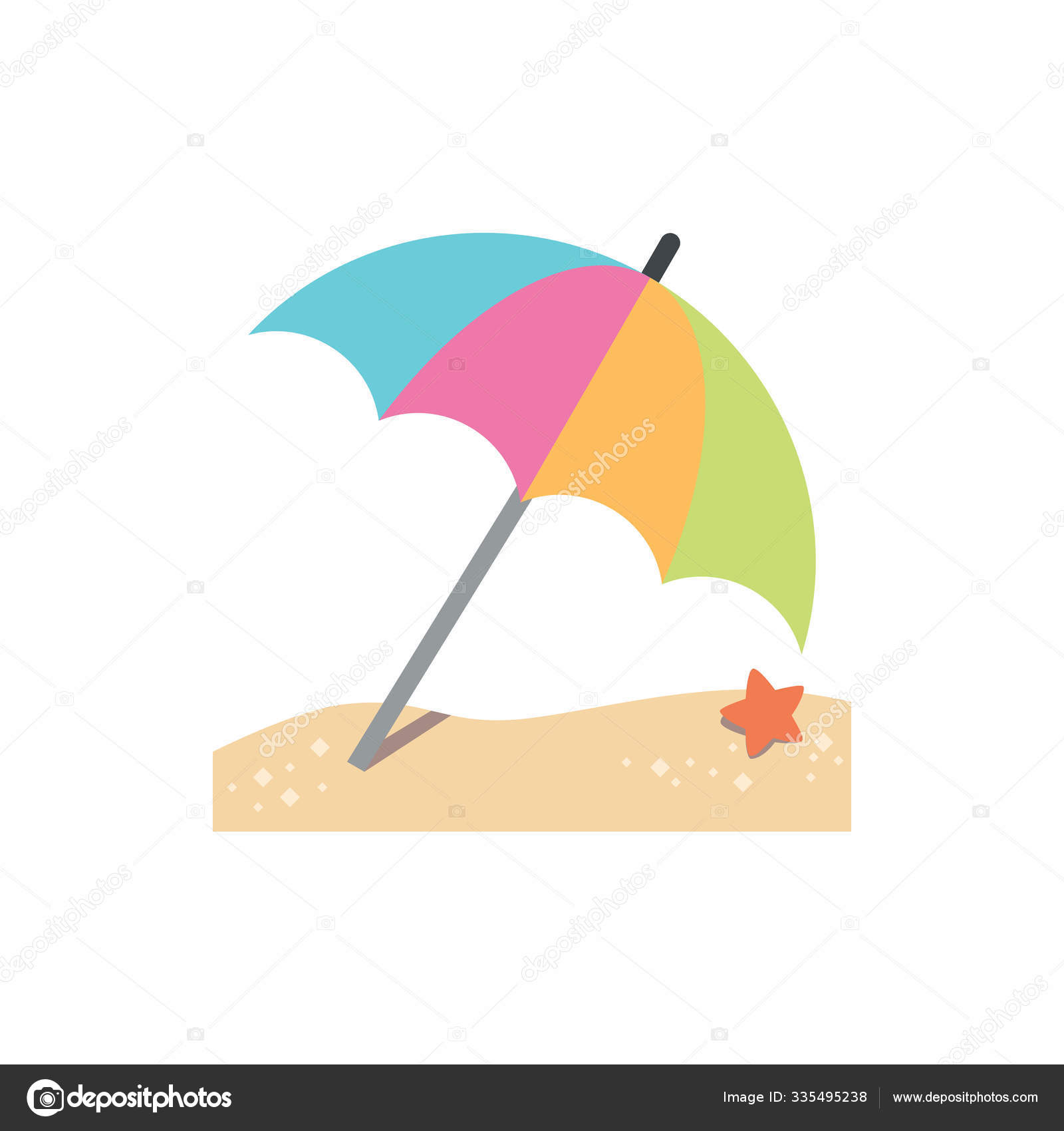 Cute Beach umbrella icon for banner, general design print and we Stock ...