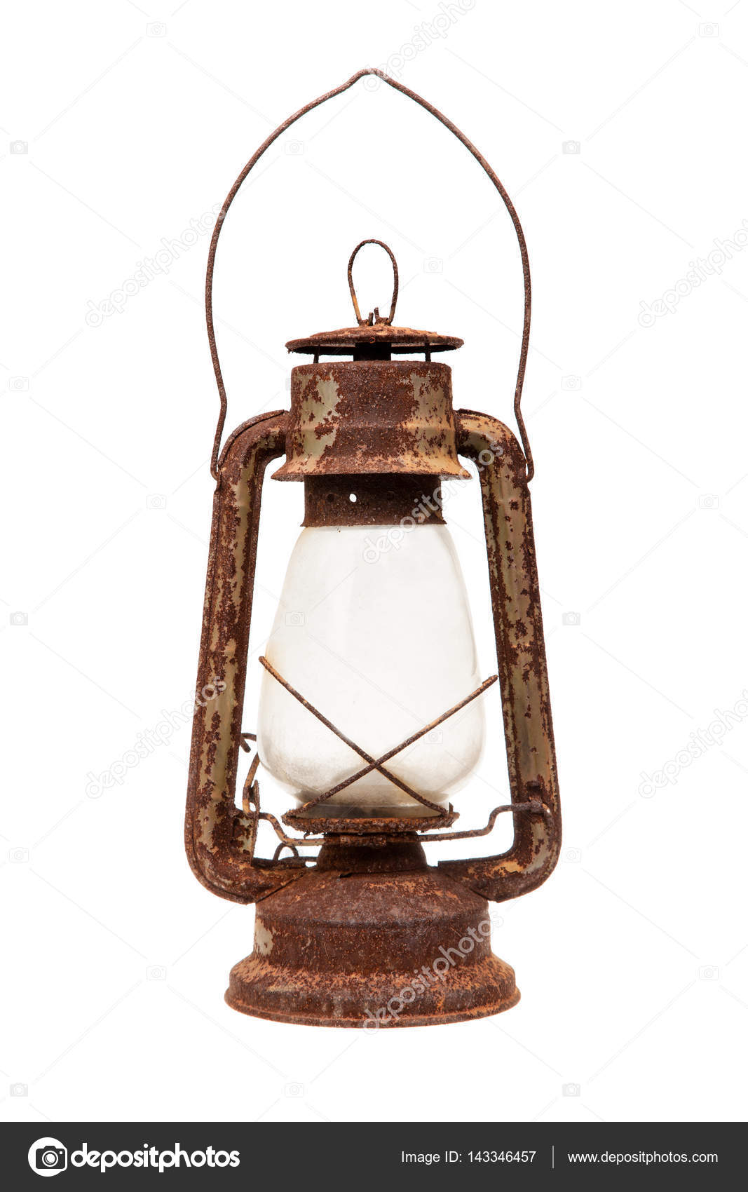 Old rusty lamp. Old lantern, isolated on white background Stock Photo ...