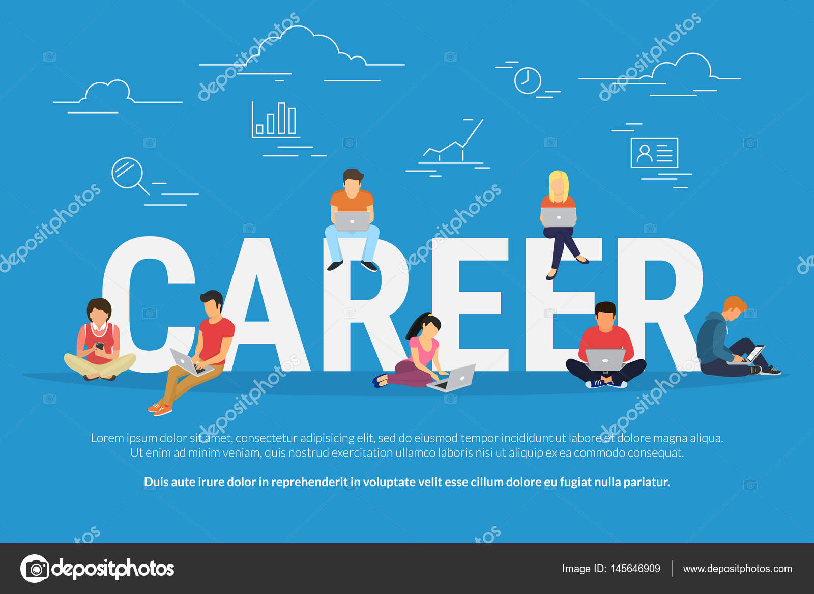 Career concept illustration of business people using devices for job ...