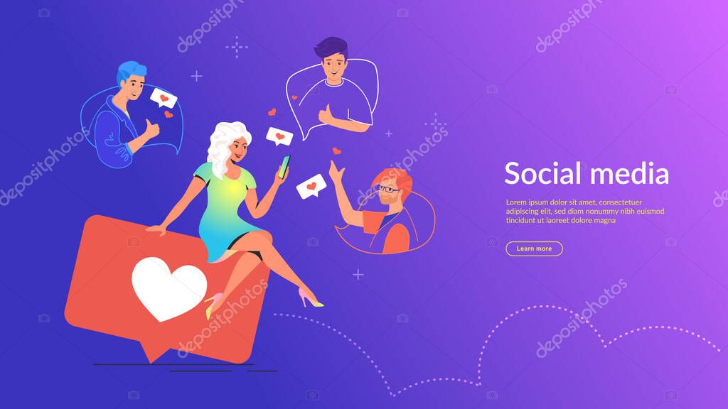 Personas que utilizan la ilustración del vector de concepto de redes sociales 2023