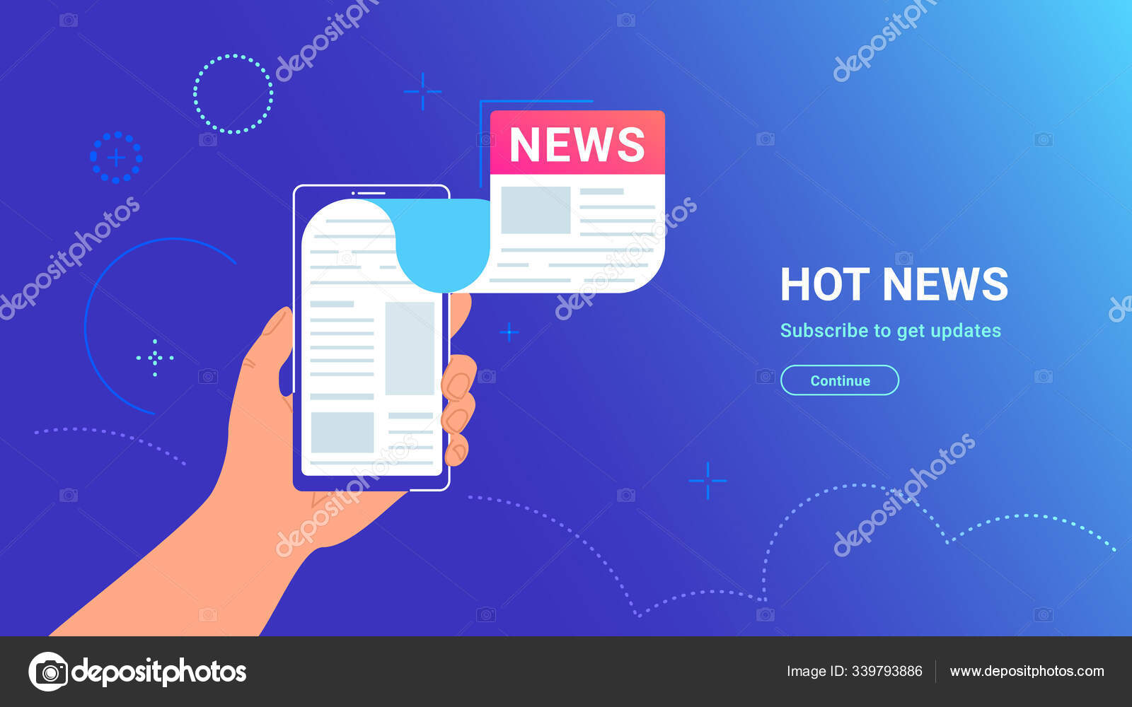 Reading newspaper on smartphone — Stock Vector © Julia_Tim #339793886