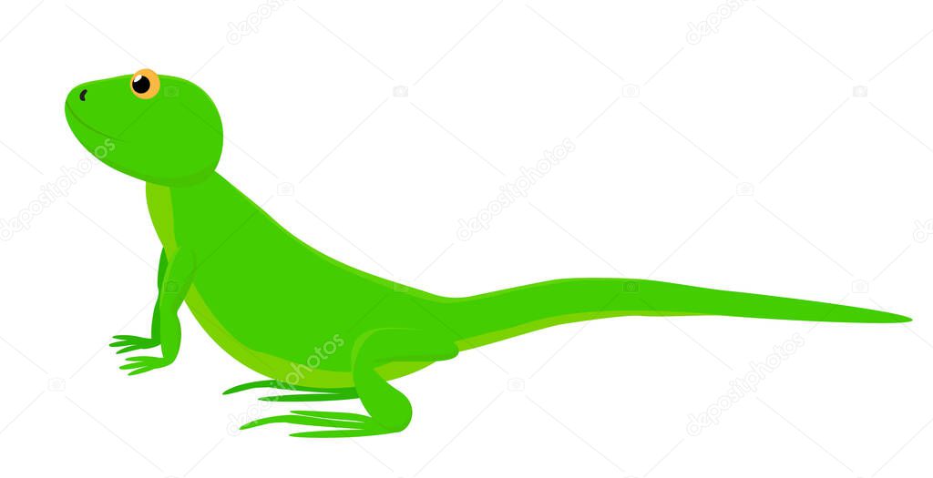 Cartoon Bright Green Lizard Looks Reptile Character Illustration ...