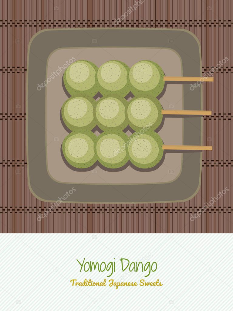 Dulces tradicionales japoneses. Yomogi Dango. Asiática. 2024